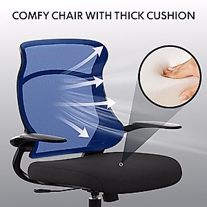 FLEXISPOT OC2 Comfy Office Chair Ergonomic Back Support Home Office Desk Chairs Comfortable Computer Chair with Flip-up Arm Rest Comfy Chair for Living Room/Bedroom/Study(Black)