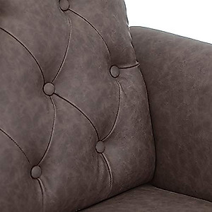 Furinno Bastia Vintage Modern Chesterfield Button Tufted Loveseat/Sofa Couch for Living Room, Brown Faux Leather