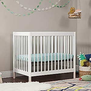 Babyletto Gelato 4-in-1 Convertible Mini Crib in White and Washed Natural, Greenguard Gold Certified