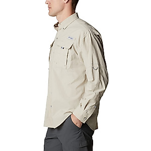 Columbia Men's PFG Bahama II Long Sleeve Shirt, Breathable, UV Protection, Fossil/Realtree Edge, Large