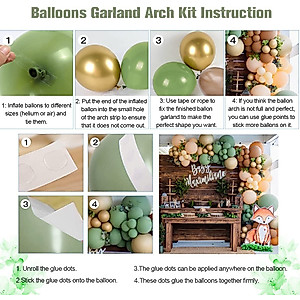 Olive Green Gold Balloons Garland Arch Kit, Jungle Safari Theme Birthday Party Decorations Olive Green Metallic Gold Coffee Balloons for Baby Shower Wedding Supplies (Jungle Safari)