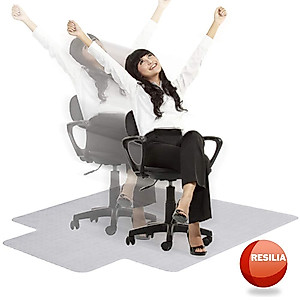 Resilia Office Desk Chair Mat with Lip - for Low Pile Carpet (with Grippers) Clear, 36 Inches x 48 Inches, Made in The USA