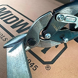 MIDWEST Bulldog Aviation Tin Snip - Straight Cut Regular Tin Cutting Shears with Forged Blade & KUSH'N-POWER Comfort Grips - MWT-6716B