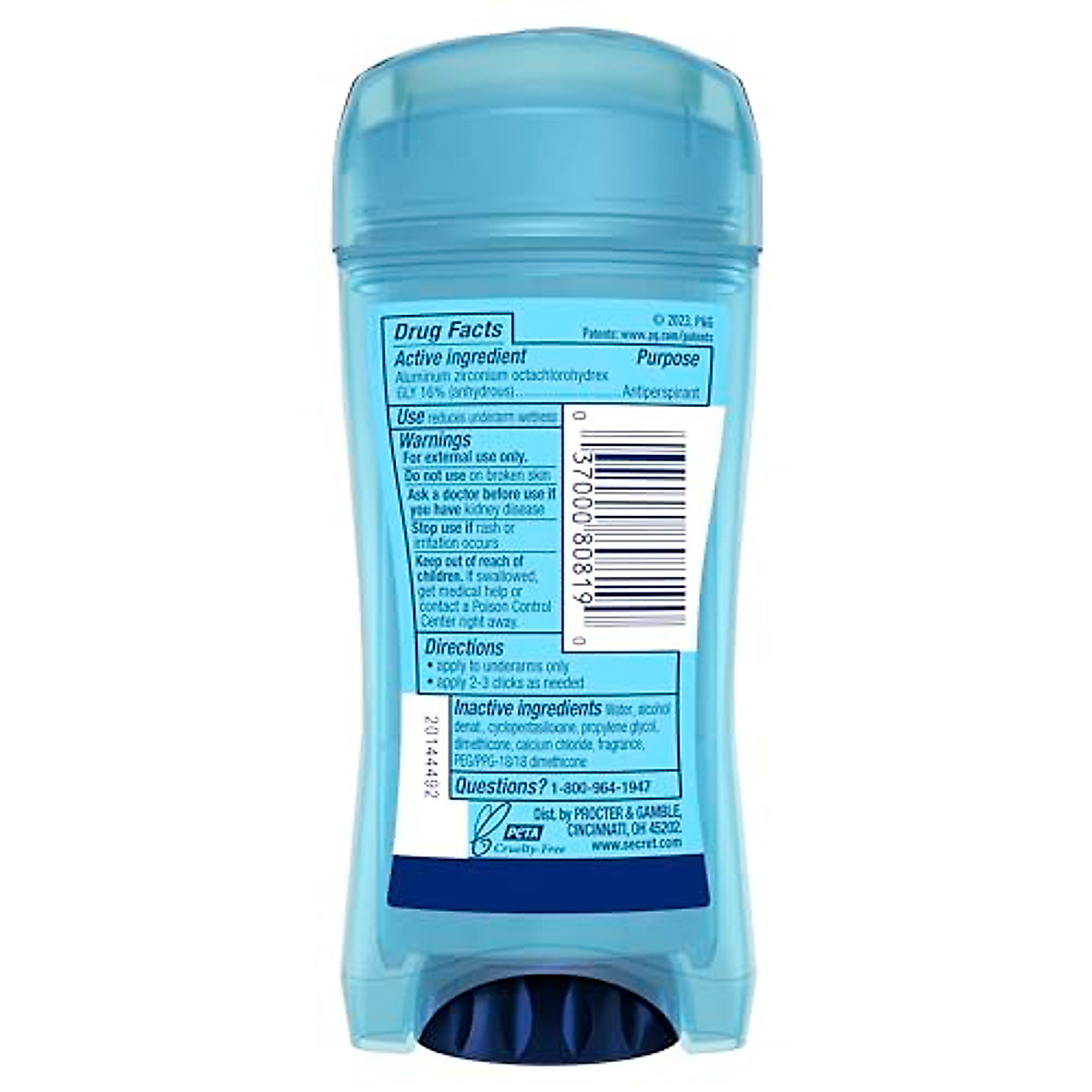 Secret Antiperspirant Deodorant for Women, Protecting Powder Scent, Clear Gel, Outlast Xtend, 2.6 Oz (Pack of 6)