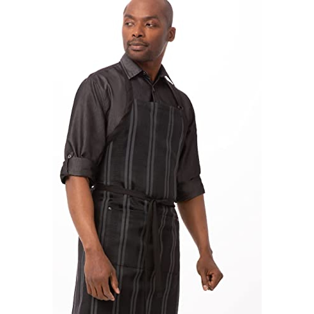 Chef Works Unisex Presidio Bib Apron, Black Gray, One Size