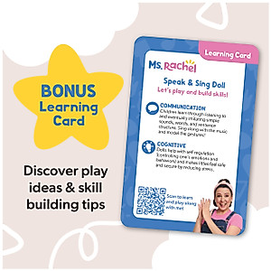 Ms. Rachel Official Speak & Sing Doll, 16” Tall Interactive Toy with 4 Songs & 16+ Phrases, Toddler Toys for Girls & Boys Ages 6 Months to 3+ Years