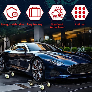 Datanly Set of 4 Car Dolly, Heavy Duty Wheel Dolly Car Stakes, Steel 6000 Lbs Capacity Auto Vehicle Moving Dolly with 360 Degree Wheels for Vehicle Storage Furniture Mover Trailer, 16" x 13"(Black)