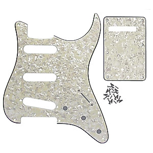 BexGears 11 Hole SSS Electric Guitar Pickguard Backplate with Screws for Guitar Parts (4Ply Aged Pearl)