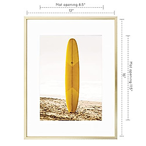 Homeforia - 12x16 inch Metal Picture Frame - 12 x 16 Aluminum Photo Frames - 12x9 Mat - Tempered Glass - Wall Hook Included - Set of 1 - Gold