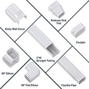 Flamorrow Decorative PVC Line Set Cover Kit, 3" 25 Ft Line Cover Kit for Ductless Mini Split Air Conditioner, Central AC and Heat Pump System