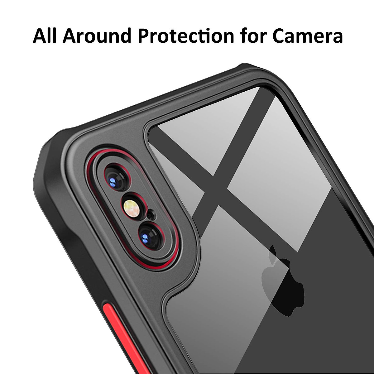 TENOC Phone Case Compatible with iPhone X & iPhone Xs, Clear Case Black Protective Bumper Non-Yellowing Cover for 5.8 Inch