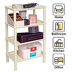 Ranmok 4-Tier Plastic Storage Rack for Kitchen,Laundry Room,Bathroom Rectangle Khaki