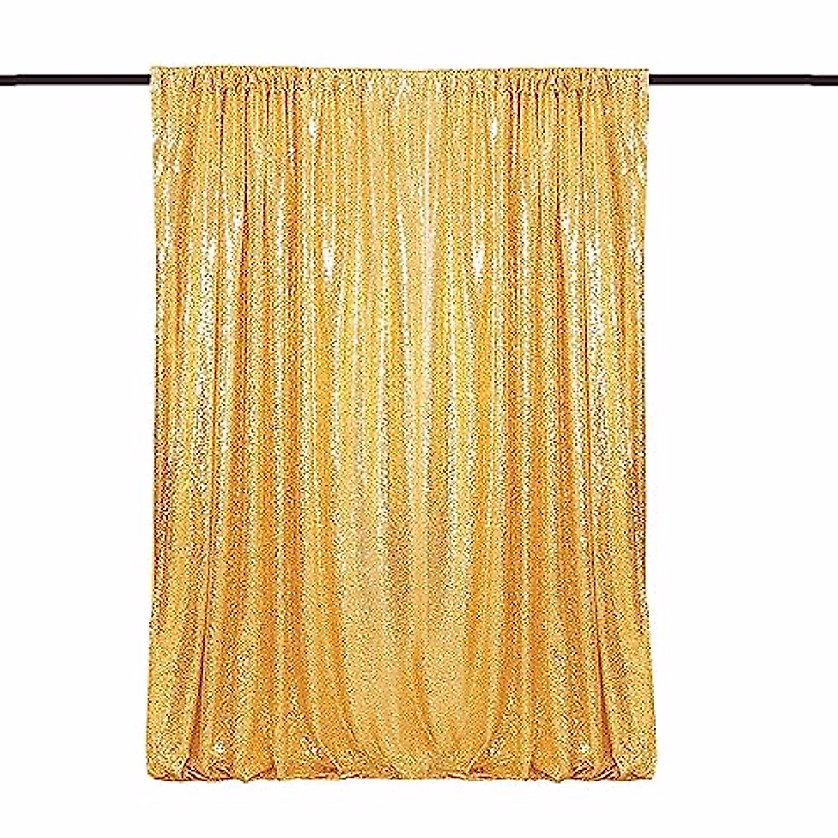 New Upgrade Gold Sequin Backdrop Curtain, WISPET Thick Glitter Curtain Panels, 4FTx7FT Gold Sparkly Sequence Parties Wedding Photography Background Drapes