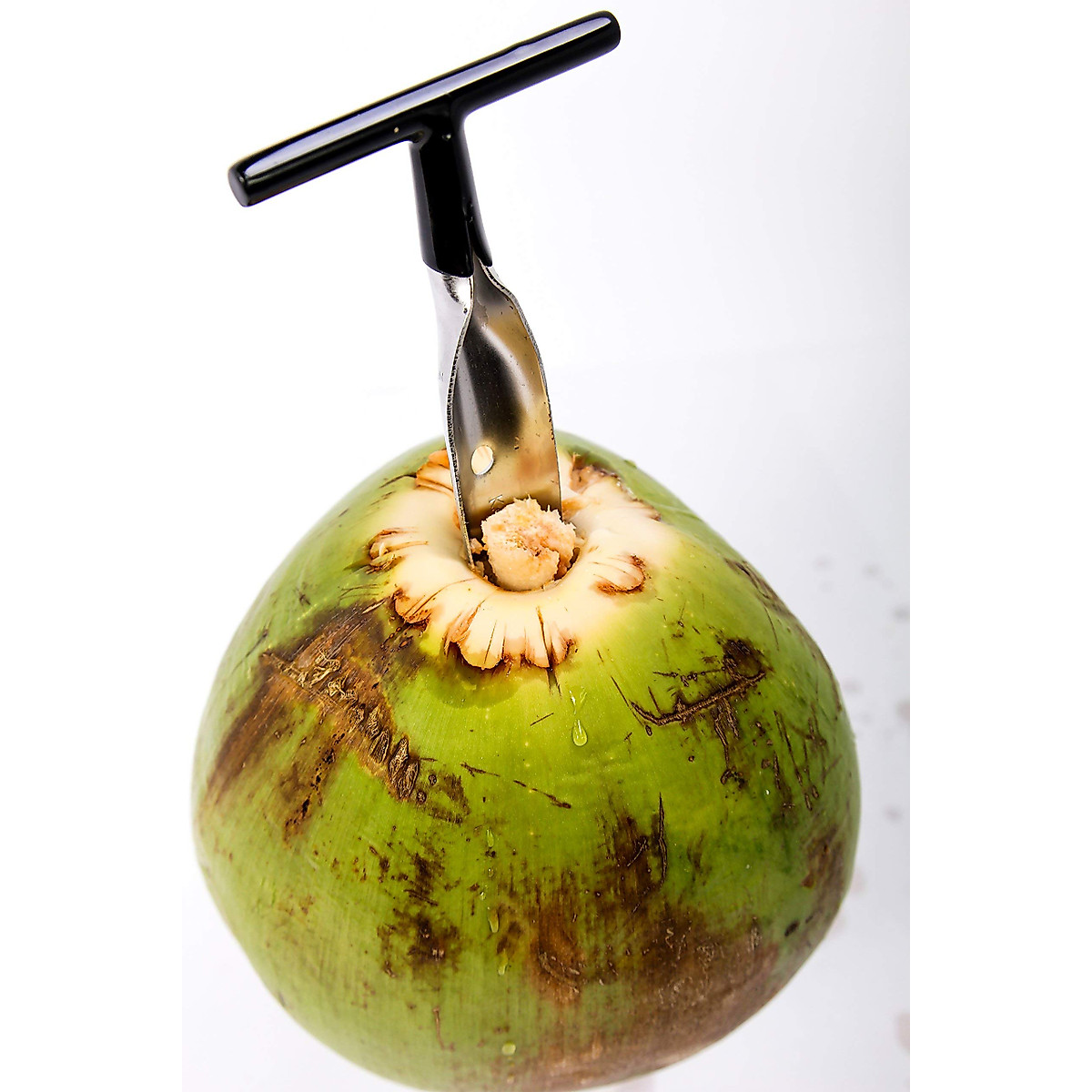 2 qty - Ken's CocoMon Coconut Opener Tool for Fresh GREEN Young Fruit Black Rubber Handle EZ Easy Grip SAFE (2 CocoMons)