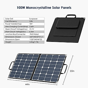 AmpTORRENT 100W Solar Panels for Portable Power Station,Foldable Solar Battery Charger Flexible Panels with 18V DC Output,Portable Power Backup for RV Marine Boat Off Grid Outdoor Solar Power Charging