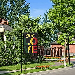 Niqqzit One Love Jamaican Rasta Reggae Garden Flag Yard House Flags 12x18 Inch, Double Sided Seasonal Holiday Flag Vertical Large Sign Banner for Porch Farmhouse Home Outdoor Decoration, White