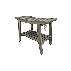 24 Inch, Gray, Teak Shower Bench, Teak Shower Stool, Teak Bench Shower, Teak Shower Seat, Teak Wood Shower Bench, Teak Shower Bench for Inside Shower, Teak Shower Chair