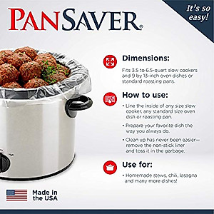 PanSaver EZ Clean Multiuse Cooking Bags and Slow Cooker Liners, 25 Count