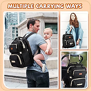 Gimars Diaper Bag Backpack with Unique Toy Hanging Rod, Larger Capacity 18 Pockets Upgraded 900D Oxford, Waterproof Baby Bags for Mom,Dad