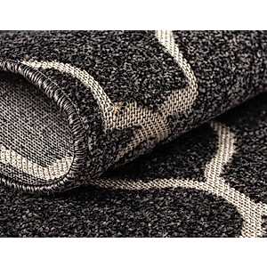 Unique Loom Outdoor Trellis Collection Area Rug - Columbus (9' x 12' 2" Rectangle, Black/ Ivory)