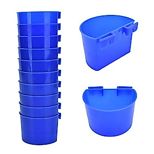 U/D 10pcs Bird Cage Cups Hanging Rabbit Feeders Food Dish for Cages Chicken Water Cups Pet Bowl with Hooks Plastic Feeding & Watering Supplies for Pigeon Poultry Roosters Gamefowl Parakeet