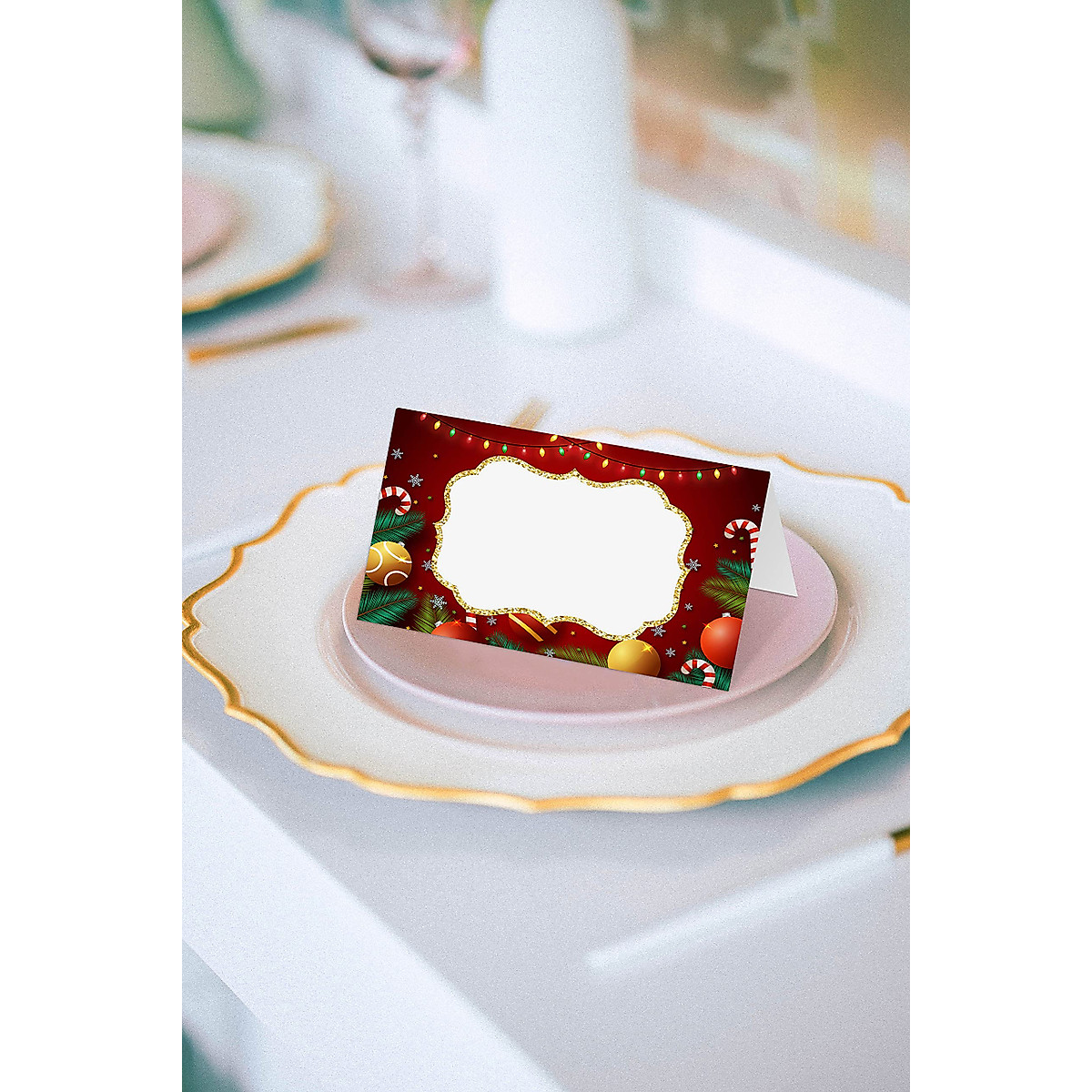 Place Cards for Christmas Party, Editable Name Place Cards, Seating Place Cards for Tables, Tent Style Cards for Wedding, Dinner Party or Any Occasion, Easy Folding, Pack of 25 Escort Cards(A11)