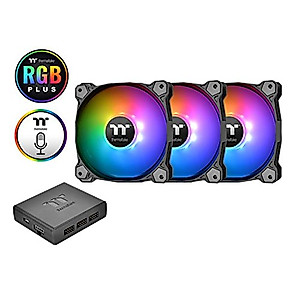 Thermaltake Pure Plus 12 RGB TT Premium Edition 120mm Software Enabled Circular 9 Controllable LEDs RGB PWM Case Radiator Fan 3Pack, TT RGB PLUS Software, AI Interactive Voice Control CL-F063-PL12SW-A
