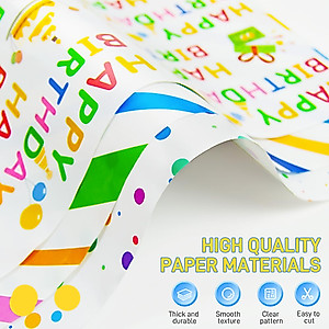 Isaspire Birthday Wrapping Paper Folder Set - 12 Sheets, 20x29 Inch Each, Adorned with Polka Dots, Stripes & 'Birthday' Charms for Boys, Girls, Women, Men, Ideal Gift Wrap for Holiday Birthday Party