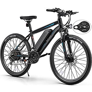 TotGuard Electric Bike, 27.5" Electric Bike for Adults 500W Ebike 21.6MPH Adult Electric Bicycles Electric Mountain Bike,48V 10Ah Removable Lithium Battery,Shimano 21S Gears,Lockable Suspension Fork