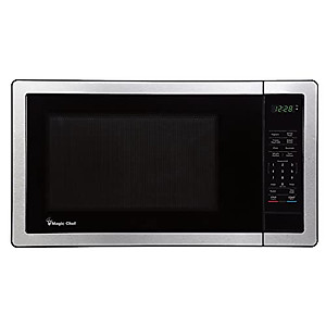 Magic Chef MC110MST Countertop Microwave Oven, Standard Microwave for Kitchen Spaces, 1,000 Watts, 1.1 Cubic Feet, Stainless Steel