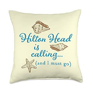 Hilton Head Island SC Resort and Beach Gear Hilton Head Island South Carolina Throw Pillow, 18x18, Multicolor