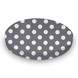 SheetWorld Baby Fitted Round Crib Sheet, 100% Cotton Woven Sheet, Unisex Boy Girl, 42 x 42 inches, Polka Dots Grey, Made in USA