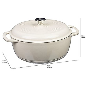 Amazon Basics Enameled Cast Iron Covered Round Dutch Oven, 4.3-Quart, White