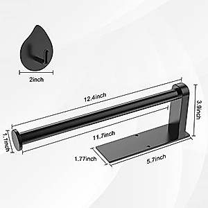 Paper Towel Holder - MUNNAR Stainless Steel Paper Towel Holder, Under Cabinet Paper Towel Rack, Self Adhesive or Drilling, Wall Mount Towel Paper Holder for Kitchen Sink Bathroom, with 4 Hooks