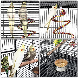 Yaheetech 69-inch Wrought Iron Rolling Large Parrot Bird Cage for African Grey Small Quaker Amazon Parrot Cockatiel Sun Parakeet Green Cheek Conure Dove Lovebird Budgie Play Top Bird Cage with Stand