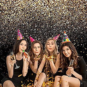 WOLADA 10x10FT Gold Backdrop Glitter Backdrop Gold Spots Bokeh Backdrop Black and Gold Backdrop Wedding Backdrop Gold Backdrop for Parties Vinyl Photography Backdrop 11176