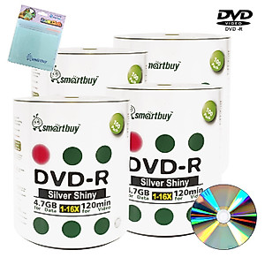 Smartbuy 400-disc 4.7GB/120min 16x DVD-R Shiny Silver Blank Media Record Disc + Free Micro Fiber Cloth