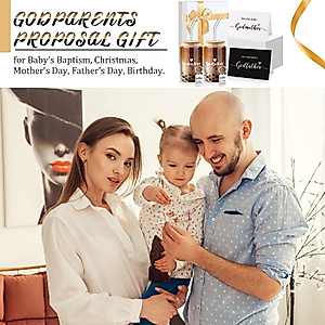 Qinyoung 7 Pcs Godparents Proposal Gift Will You Be My Godmother Godfather Gift Set Includes Coffee Glass Keychains Cards Gift Box for Godmother Godfather from Godchild Baptism Christmas Gift