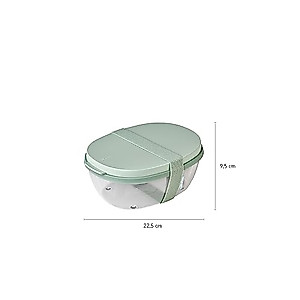 MEPAL, Duo-Salad Box with 2 Compartments for Food Storage, Plus a Detachable Mini Box, Portable, BPA Free, Nordic White, Holds 1900ml|64.2oz, 1 Count