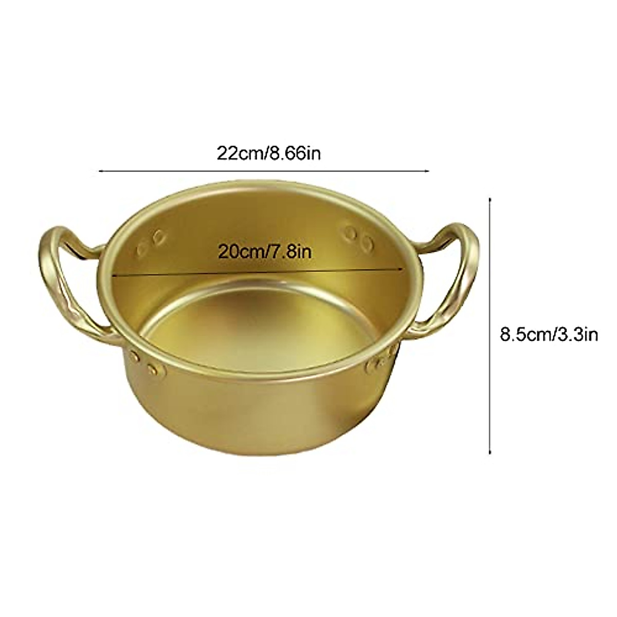 20cm Korean Ramen Cooking Pot with Spoon Chopsticks Lid Ramen Pot Fast Heating Instant Noodle Soup Korean Korean Ramen Noodle Pot Fast Heating For Kitchen Cookware(Gold)