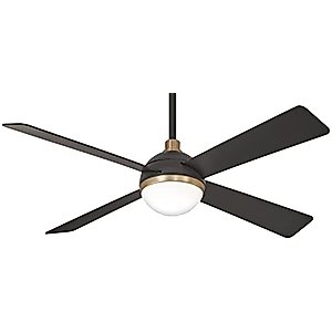 MINKA-AIRE F623L-BC/SBR Orb 54 Inch Ceiling Fan with Integrated 16W LED Light, Black Brushed Carbon/Soft Brass Finish