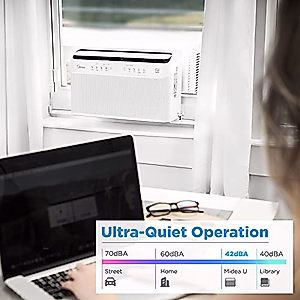 Midea 8,000 BTU U-Shaped Smart Inverter Window Air Conditioner–Cools up to 350 Sq. Ft., Ultra Quiet with Open Window Flexibility, Works with Alexa/Google Assistant, 35% Energy Savings, Remote Control