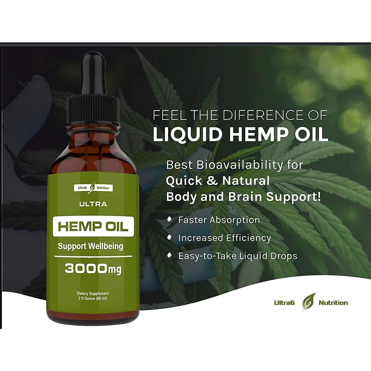 Hemp Oil with 3000mg - 120 Servings. Hemp Extract. Made in The USA
