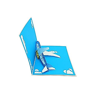 PopLife Jet Airplane Pop Up Card for All Occasions - Happy Birthday, Graduation, Congratulations, Retirement, Work Anniversary, Fathers Day - Pilots, Plane Travelers - Folds Flat for Mailing