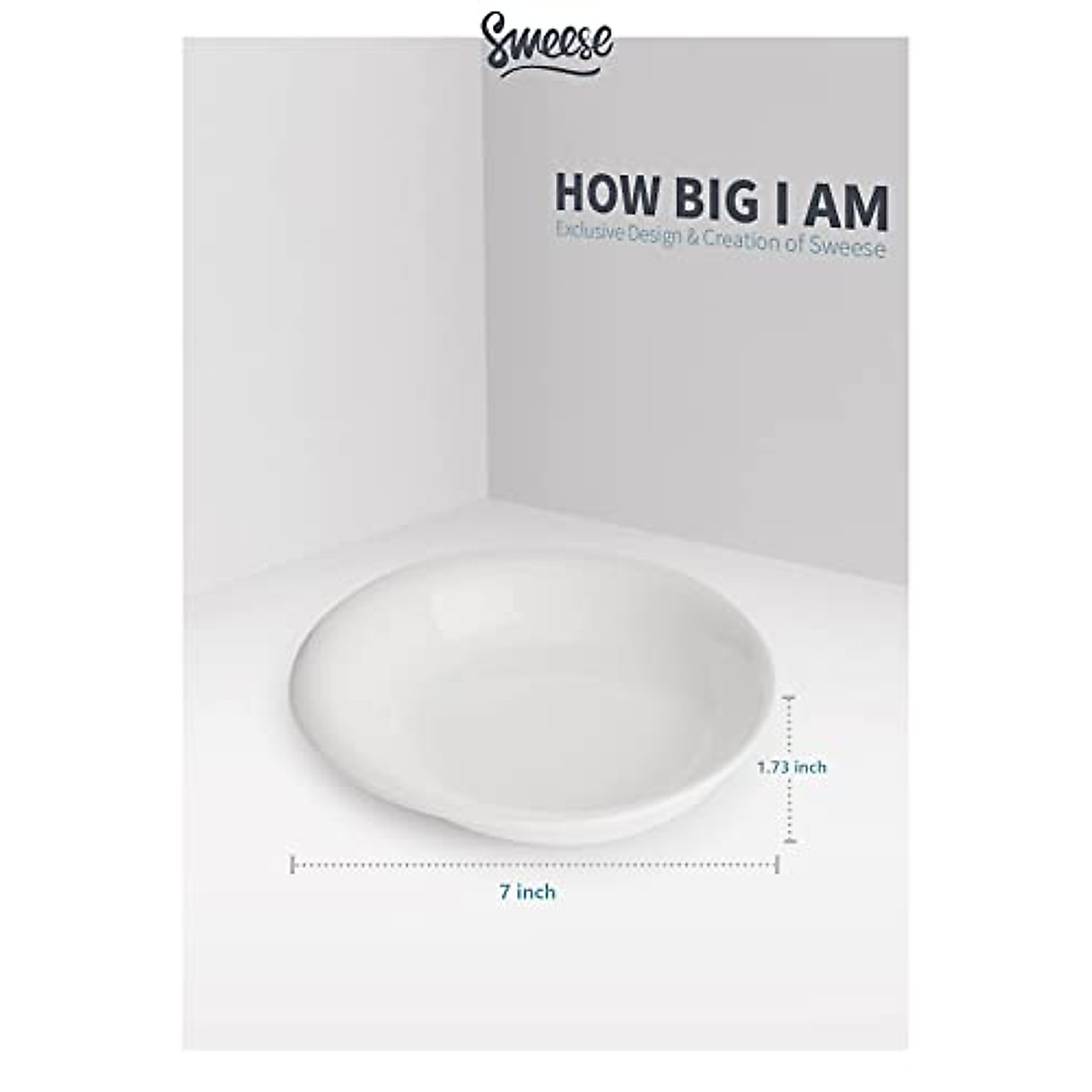 Sweese 140.001 Pasta Bowls - 22 Ounce Porcelain Serving Bowls Salad Bowls for Vegetable, Pasta Fruit Prep- Crescent Series - Set of 6, White