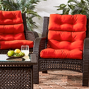 Greendale Home Fashions Outdoor 44 x 22-inch High Back Chair Cushion, Set of 2, Fire 2 Count