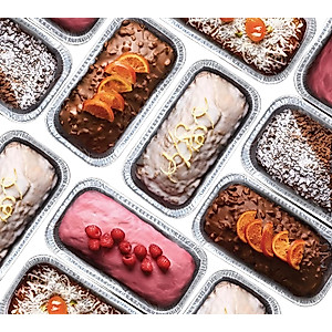 LUCKMETA 8x4 inch Aluminum Foil Pans with Clear Lids, 60 Pack, Heavy Duty, Recyclable, Suitable for Baking, Eating, and Storing