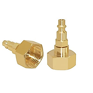 Hooshing 2PCS Brass Winterize Sprinkler Systems Air Compressor 1/4" Quick Connect Plug to 3/4" GHT Garden Hose Faucet Blow Out Adapter For RV, Camper