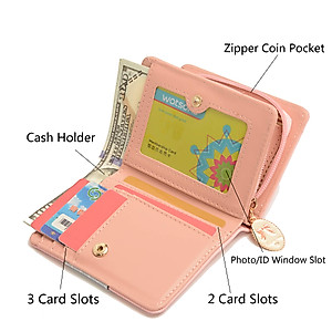 Ecohaso Wallets for Girls Women Purses for Teens Cute Cat Wallet Kitty Pattern Clutch Purse Coin Holder Card Organizer (Pink)