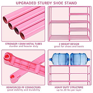 LNYZQUS 7-Tier Large Pink Shoe Rack, 24-30 Pairs Tall Shoe Organizer Shoe Shelf,Kids Shoe Stand Boots Organizer For Garage Closet Entryway